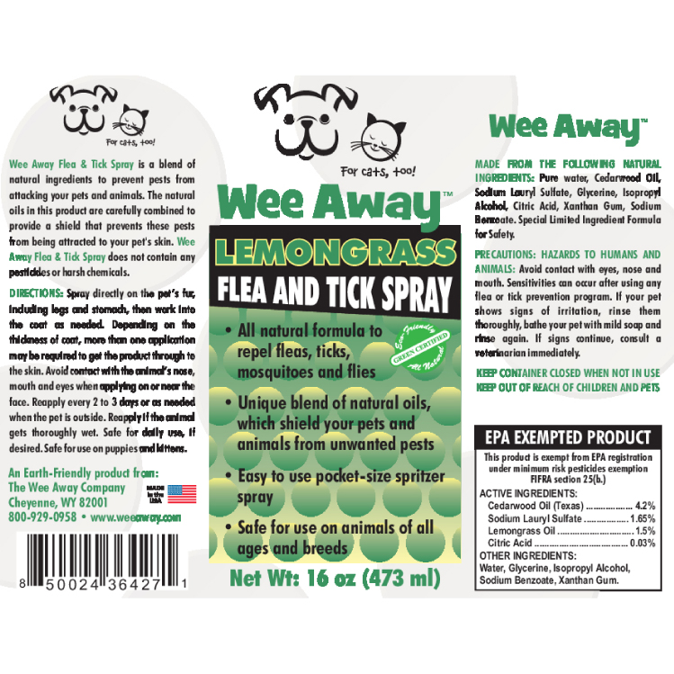 Wee Away Flea & Tick Spray Lemongrass Scent